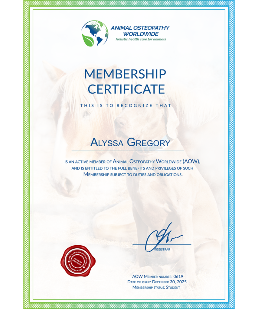 Alyssa Gregory - Animal Osteopathy Worldwide